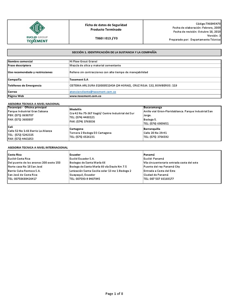 Fds Hi Flow Grout | PDF | Residuos
