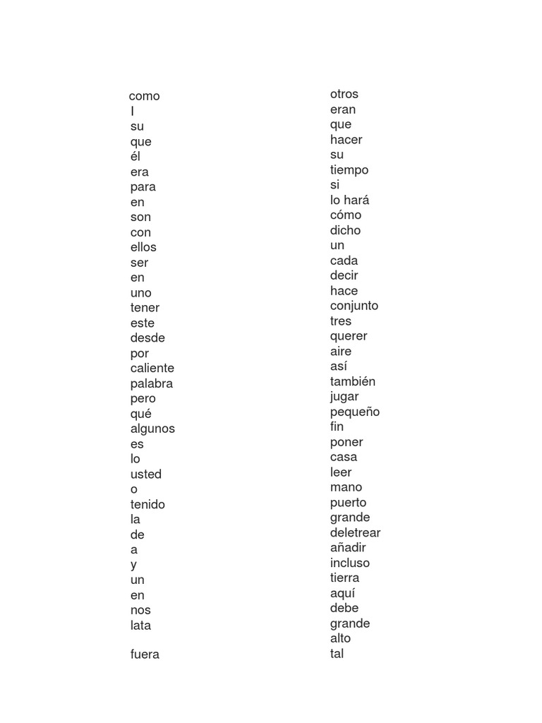 1000 Palavras Mais Usadas em Espanhol | PDF