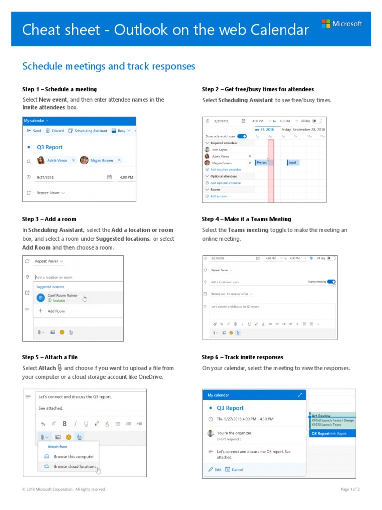 MS CheatSheet OutlookCalendarOnline | PDF | Microsoft Outlook | Cyberspace
