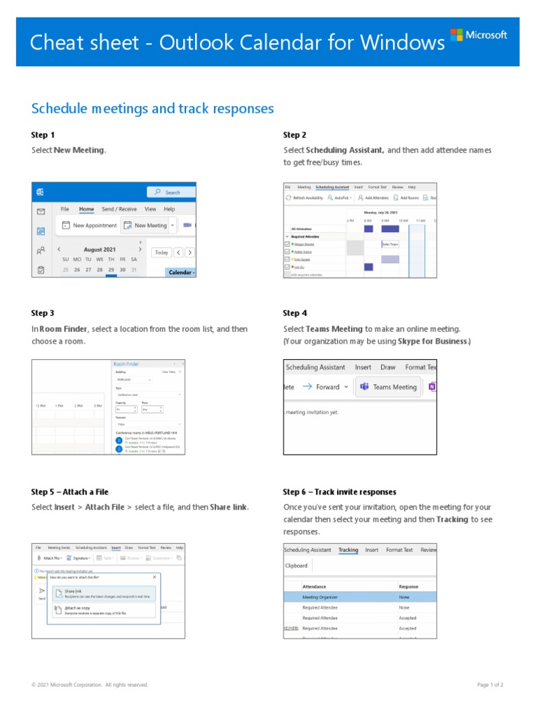 MS CheatSheet OutlookCalendarforWindows | PDF | Microsoft Outlook | Microsoft Windows