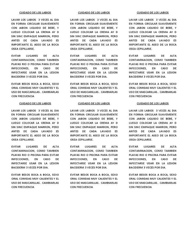 Cuidado Diario de los Labios | PDF | Especialidades Medicas | Medicina ...