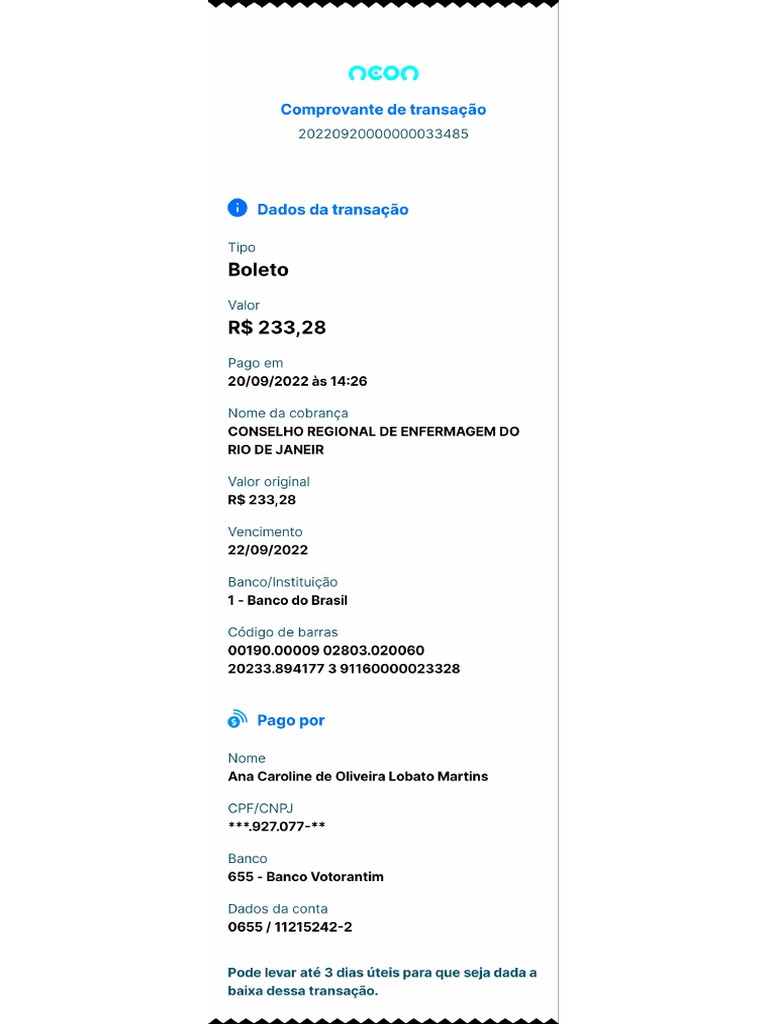 Comprovante Coren | PDF