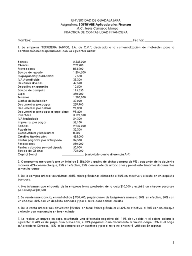 Ejerc - Cont Financiera | PDF | Bancos | Cheque