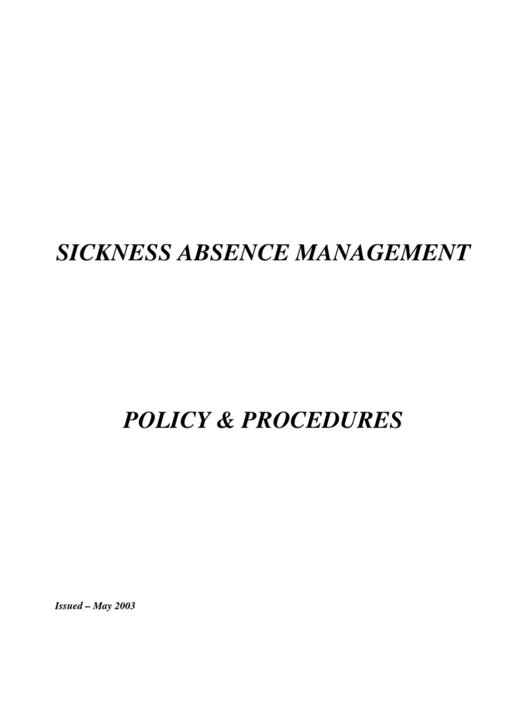 Sickness Absence Management: Issued - May 2003 | PDF | Employment ...