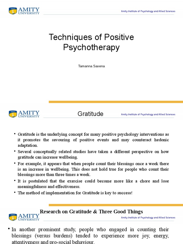 Techniques of Positive Psychotherapy | PDF | Gratitude | Psychology