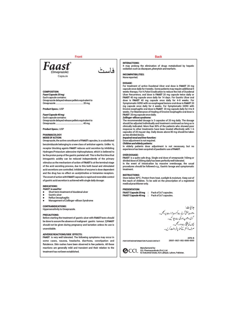Leaflet Faast Capsule Range | PDF | Dose (Biochemistry) | Chemistry