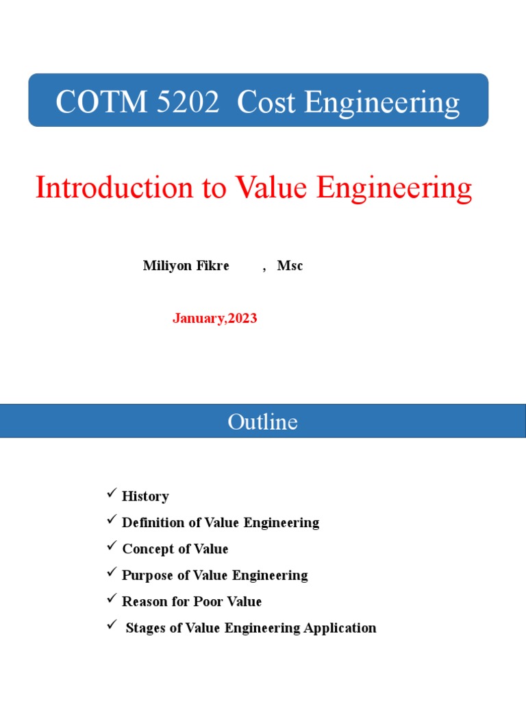 Introduction To Value Engineering | PDF | Design | Evaluation