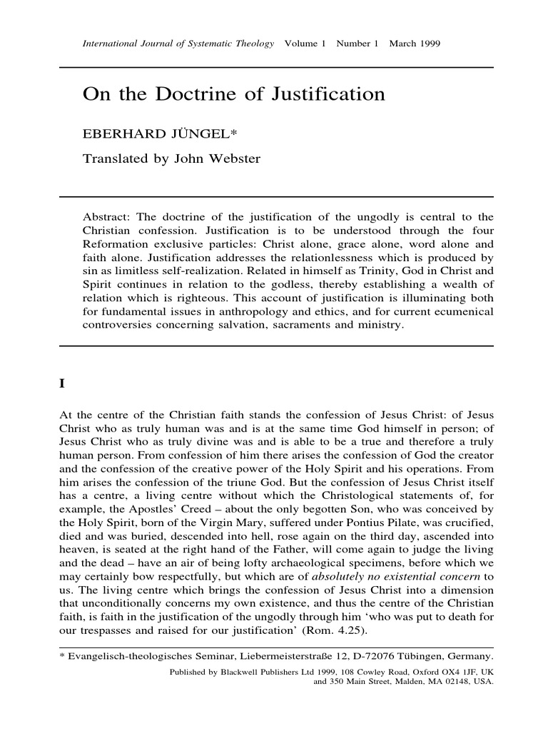 Justification Doctrine in Christianity | PDF | Justification (Theology) | Sola Fide