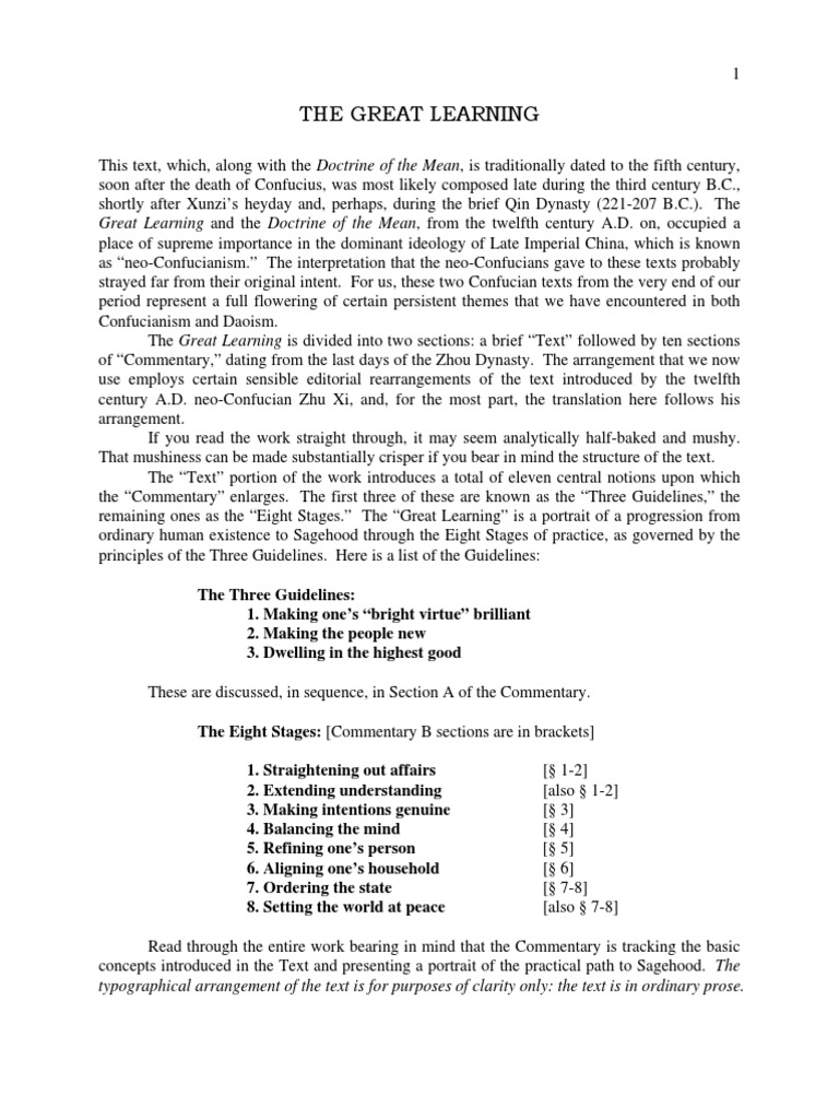 The Great Learning: Confucian Text Analysis | PDF | Chinese Philosophy ...