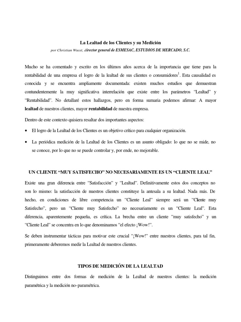 La Lealtad de Los Consumidores y Su Medicion | PDF | Cliente | Matriz ...