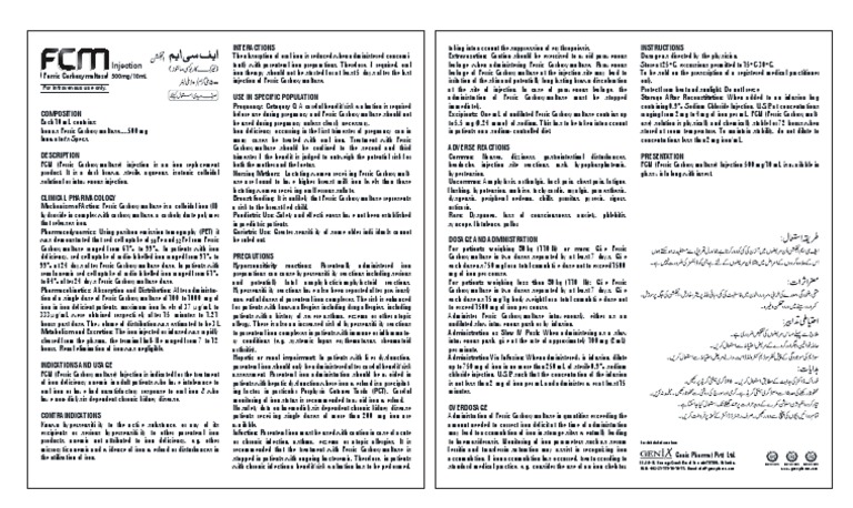 FCM Insert | PDF | Intravenous Therapy | Iron