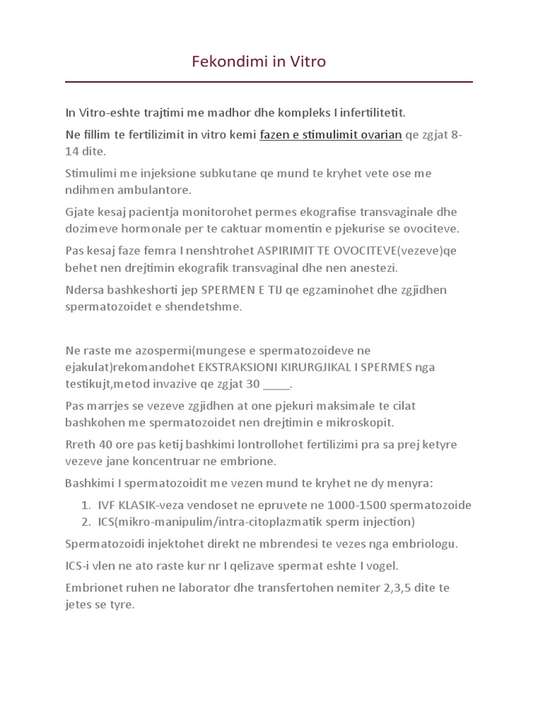 Fekondimi in Vitro (IVF) | PDF