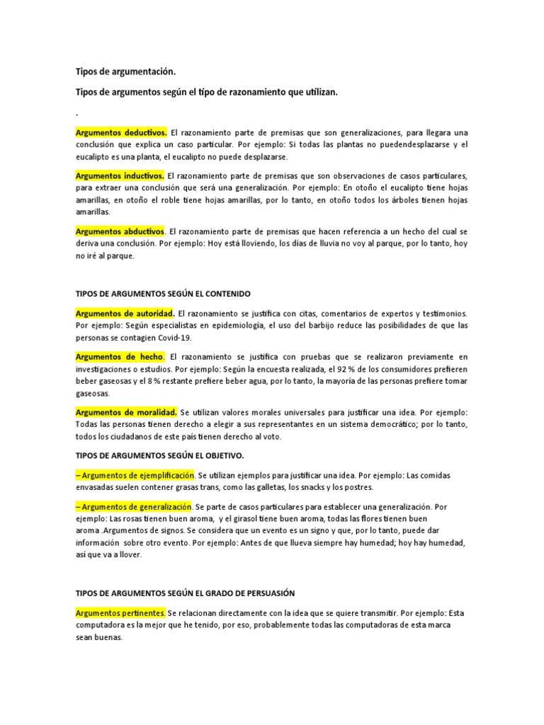 Tipos de Argumentación | PDF | Proposición | Science