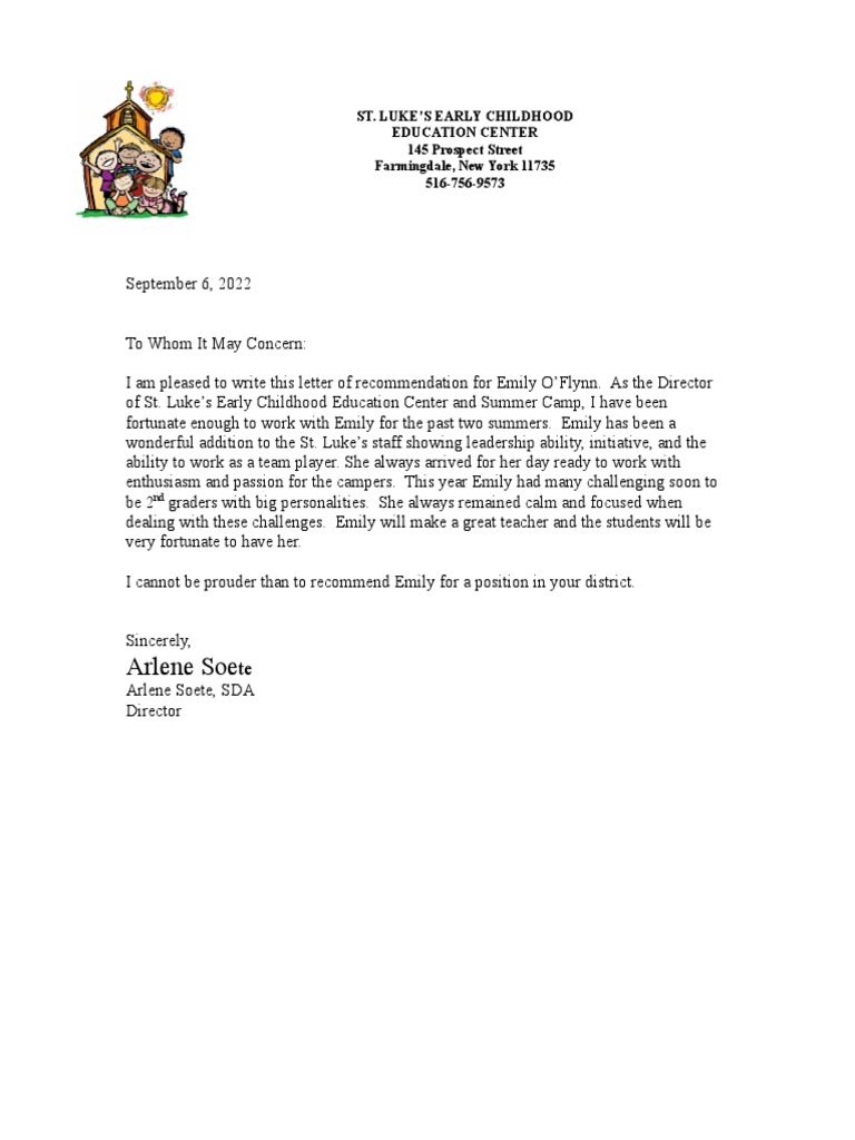 Letter of Recommendationfor Emily | PDF