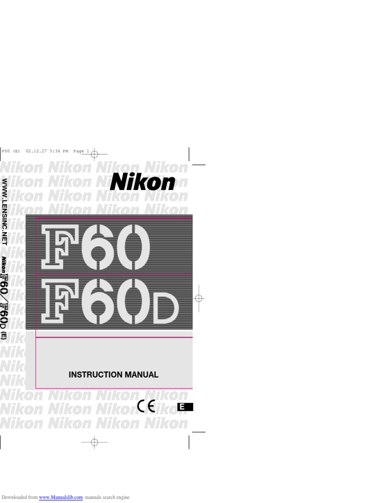 Instruction Manual: F60 (E) 02.12.27 5:34 PM Page 1 | PDF | Autofocus ...