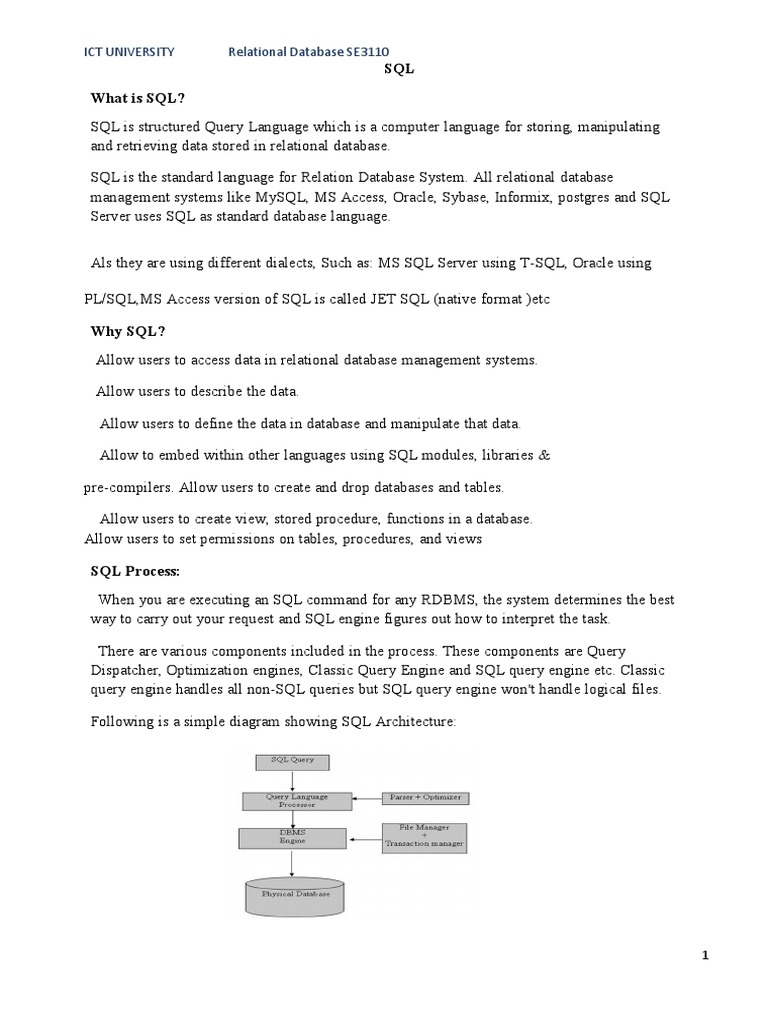 SQL Day 1 | Download Free PDF | Relational Database | Relational Model