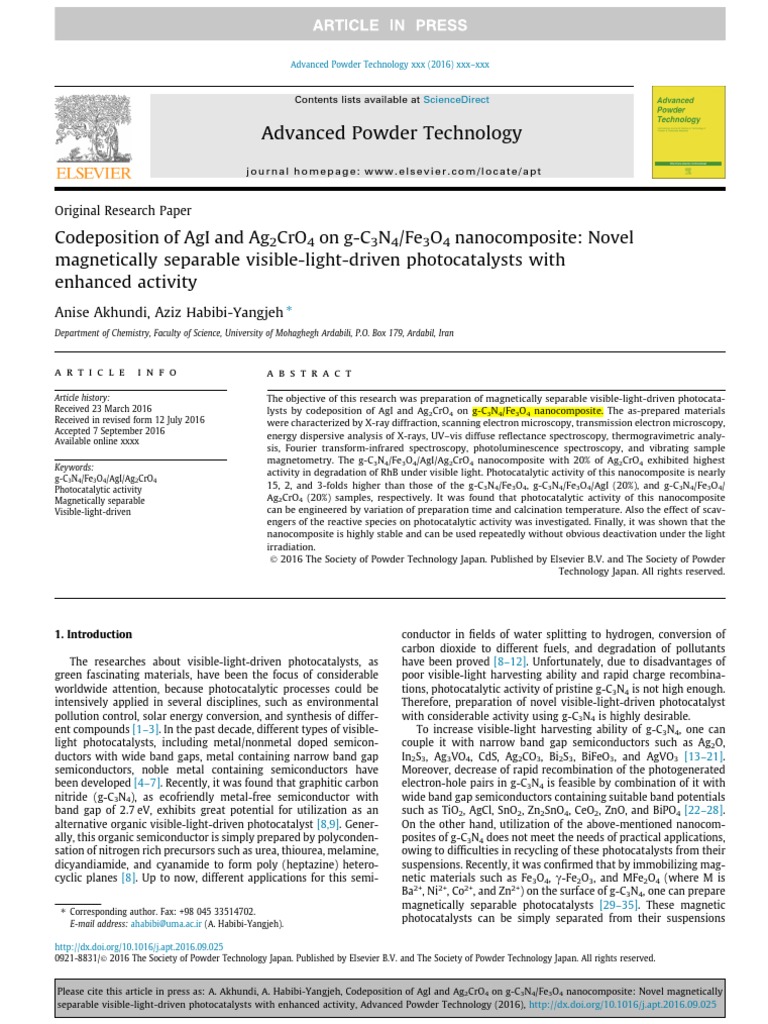 Coek - Info Fe3o4 Nanocomposite Novel Magnetically Separable V | PDF | Electromagnetism | Materials