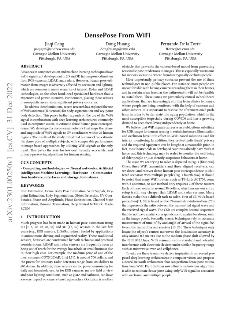 Dense Pose Wifi | PDF | Image Segmentation | Radar