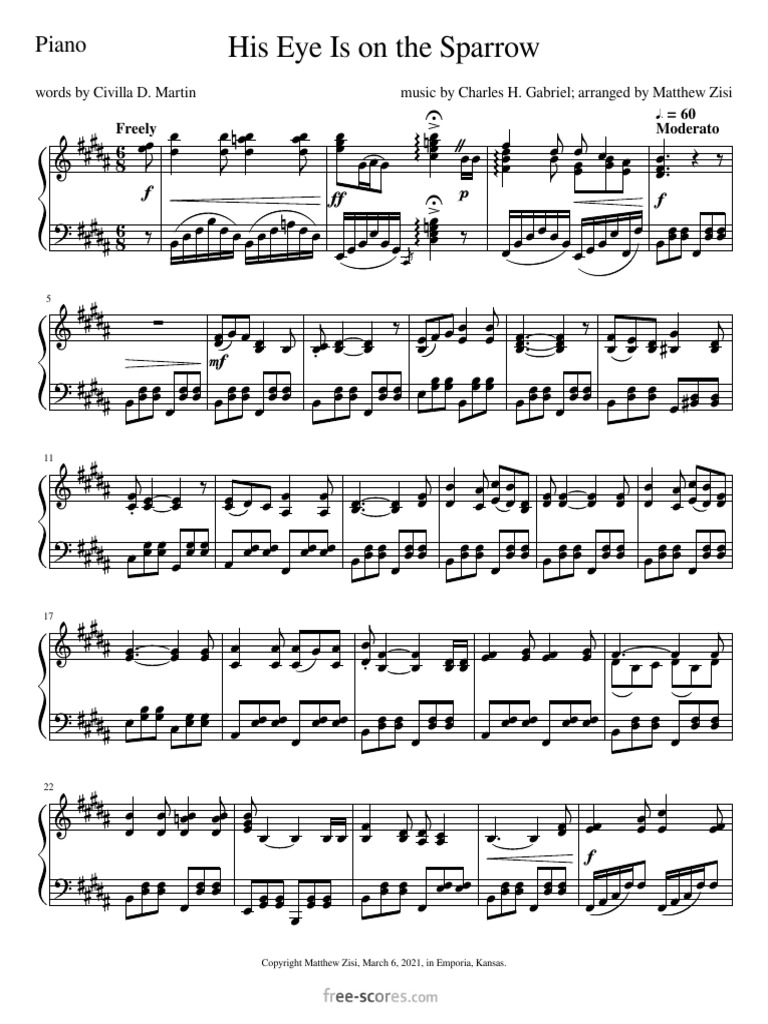 Gabriel Charles His Eye Is On The Sparrow Piano and Voice | PDF