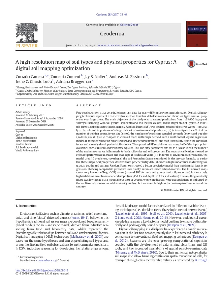 A High Resolution Map of Soil Types and Physical Properties For Cyprus A Digital Soil Mapping ...