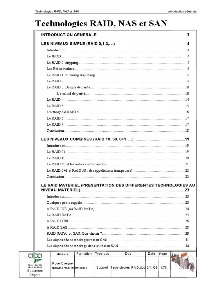 Technologie Raid | PDF | Disque dur | Architecture (Informatique)