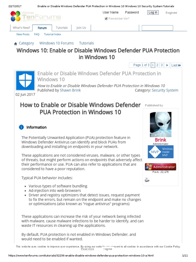 Habilitar o Deshabilitar Windows Defender PUA Protection en Win10 | PDF ...