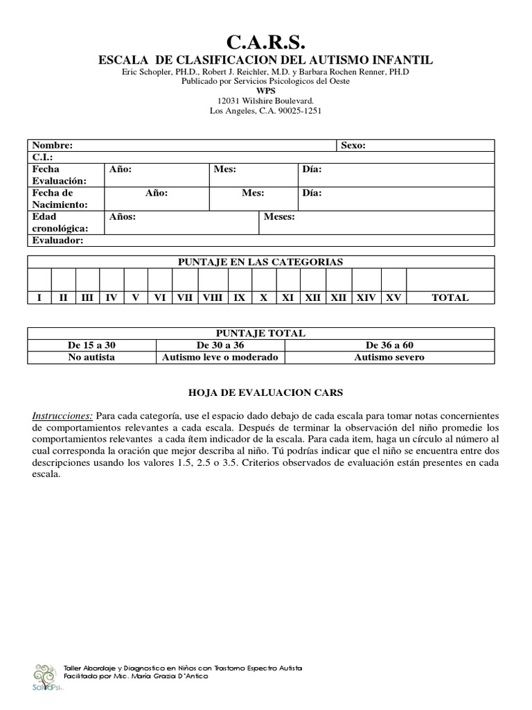 CARS | PDF | Espectro autista | Las emociones