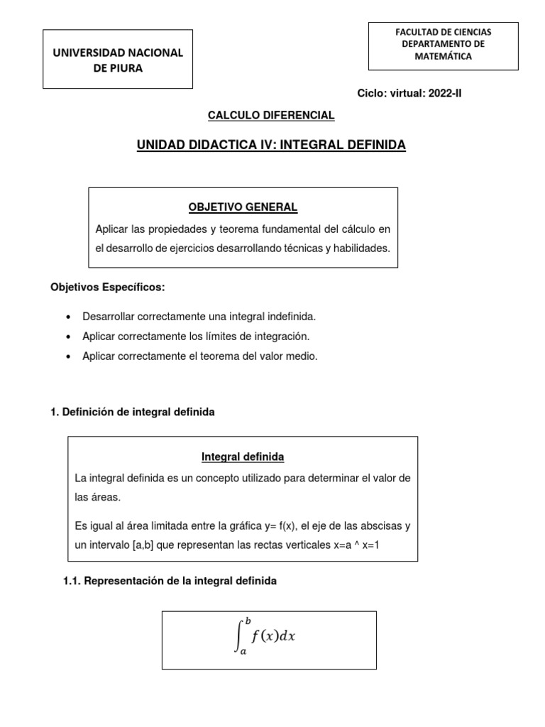 Modulo de Integral Definida-1 | PDF | Integral | Álgebra