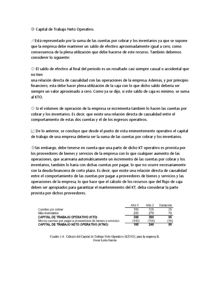 ? Capital de Trabajo Neto Operativo | PDF