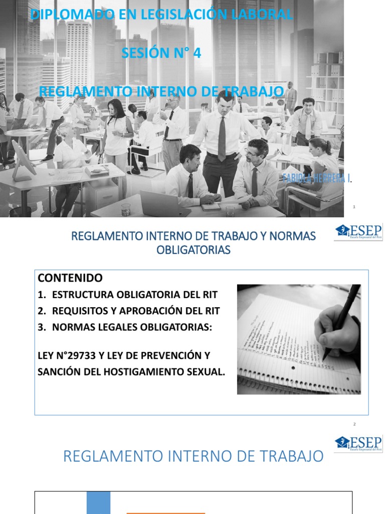 1 - Diapositivas - Reglamento Interno de Trabajo, Jornada y Horario de Trabajo PDF | PDF ...