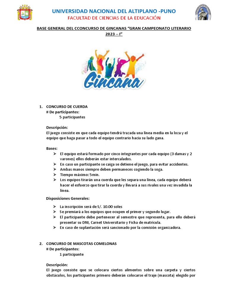 BASES GINCANAS | PDF