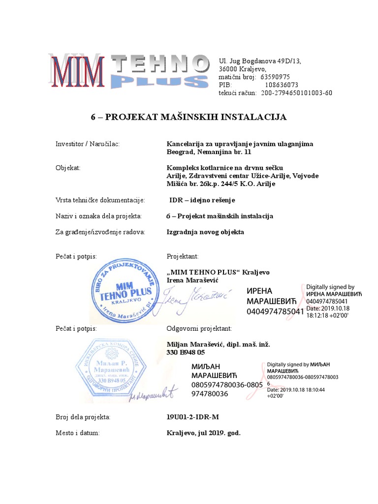 Projekat Masinksih Instalacija | PDF