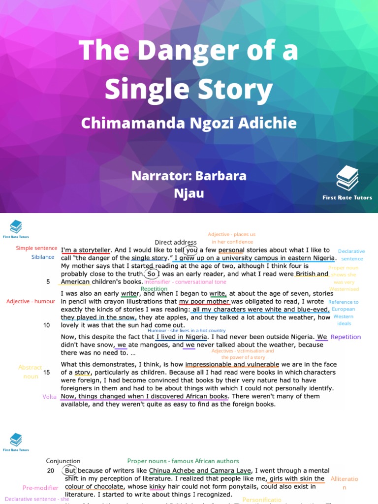 The Danger of a Single Narrative | PDF | Adjective | Noun