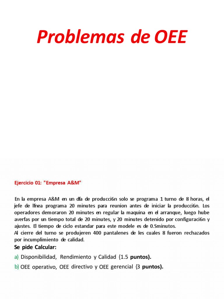 Ejercicios-OEE (Inocua) | PDF