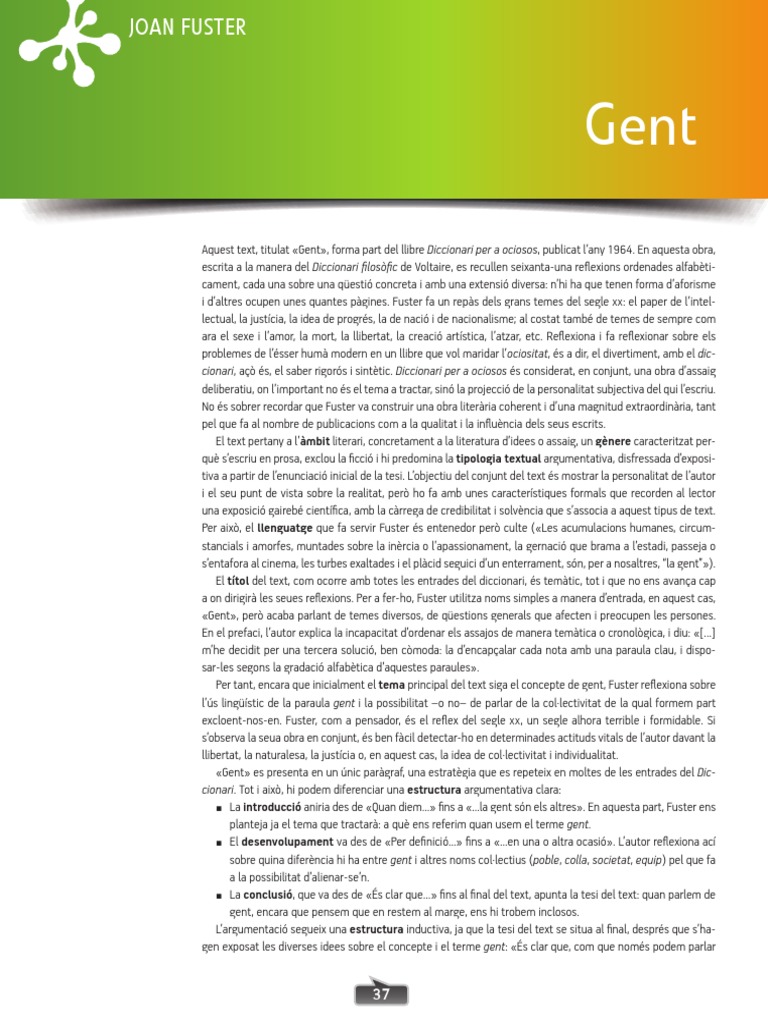 Comentari de GENT - JF | PDF