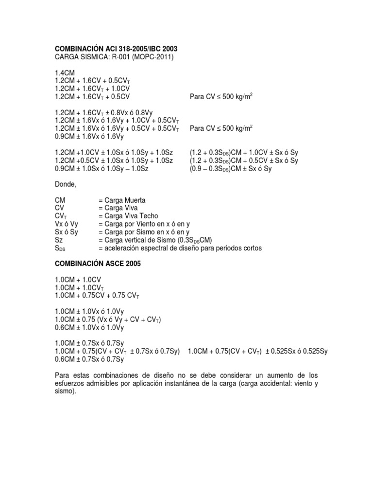 Combinaciones de Diseño Mopc-Asce-05 | PDF