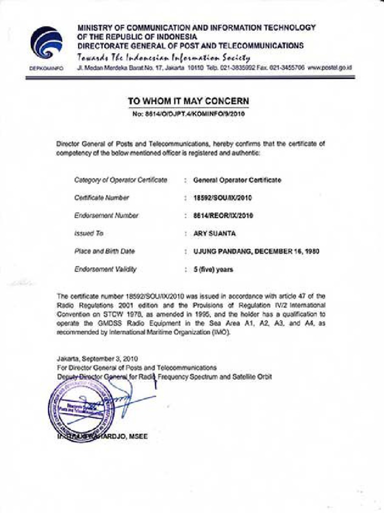 GOC Certificate | PDF