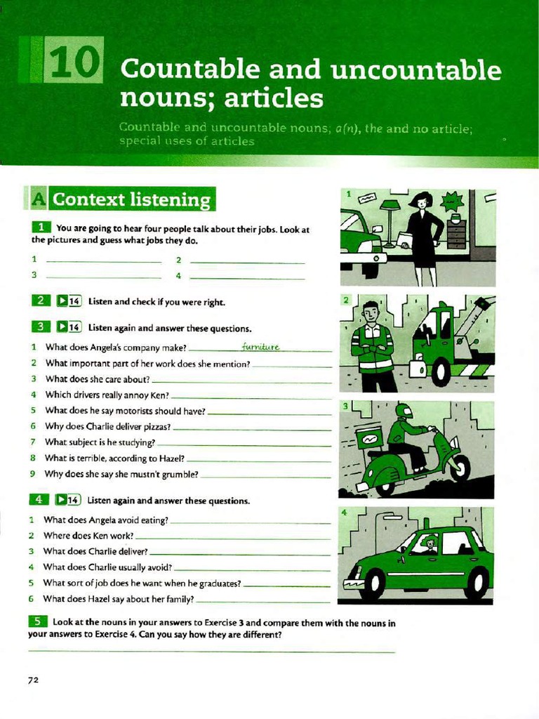 Countable and Uncountable Nouns. Articles | PDF | Noun | Plural