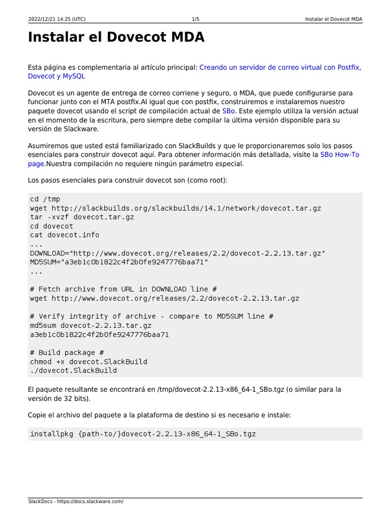 Instalar El Dovecot Mda | PDF | Contraseña | Gestión de tecnología de la información