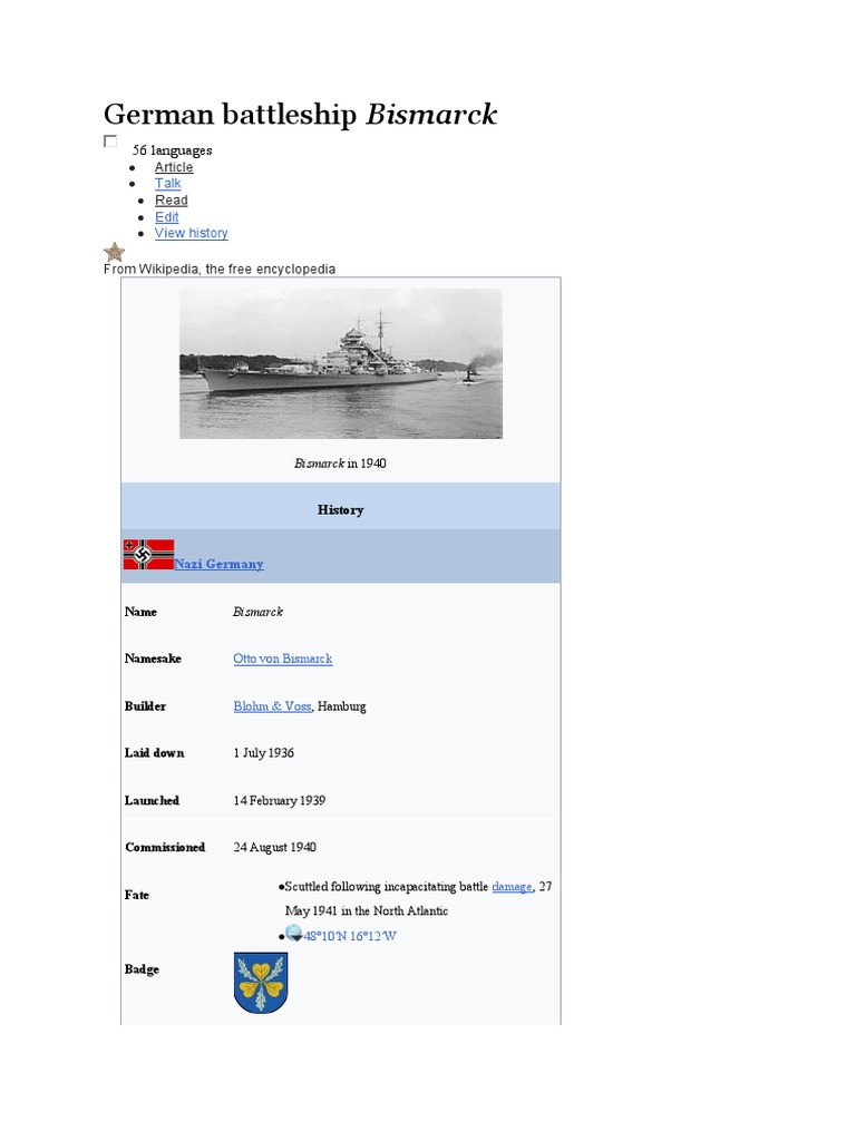 German Battleship Bismarck | PDF | Battleship | Naval Ships