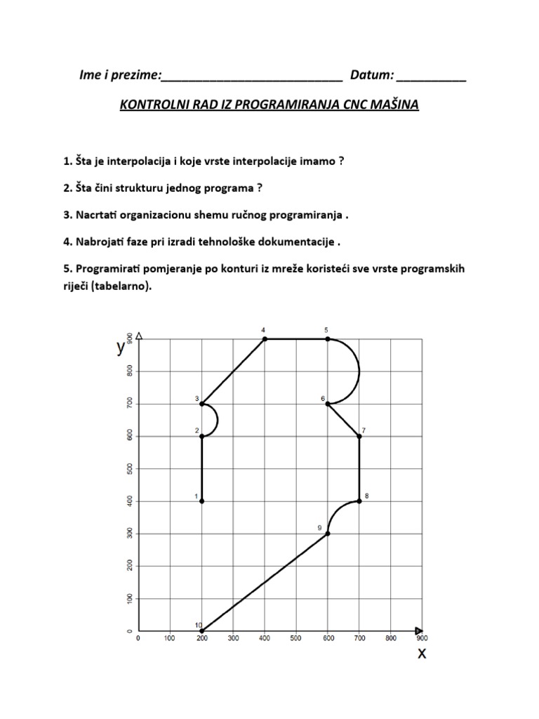Programiranje CNC Mašina II KONTROLNI | PDF