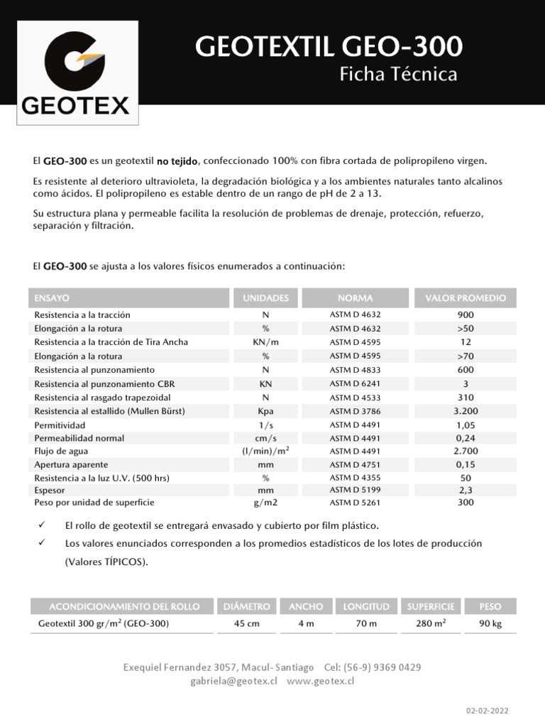 Ficha Técnica GEO-300 (PDF) | PDF | Química | Materiales