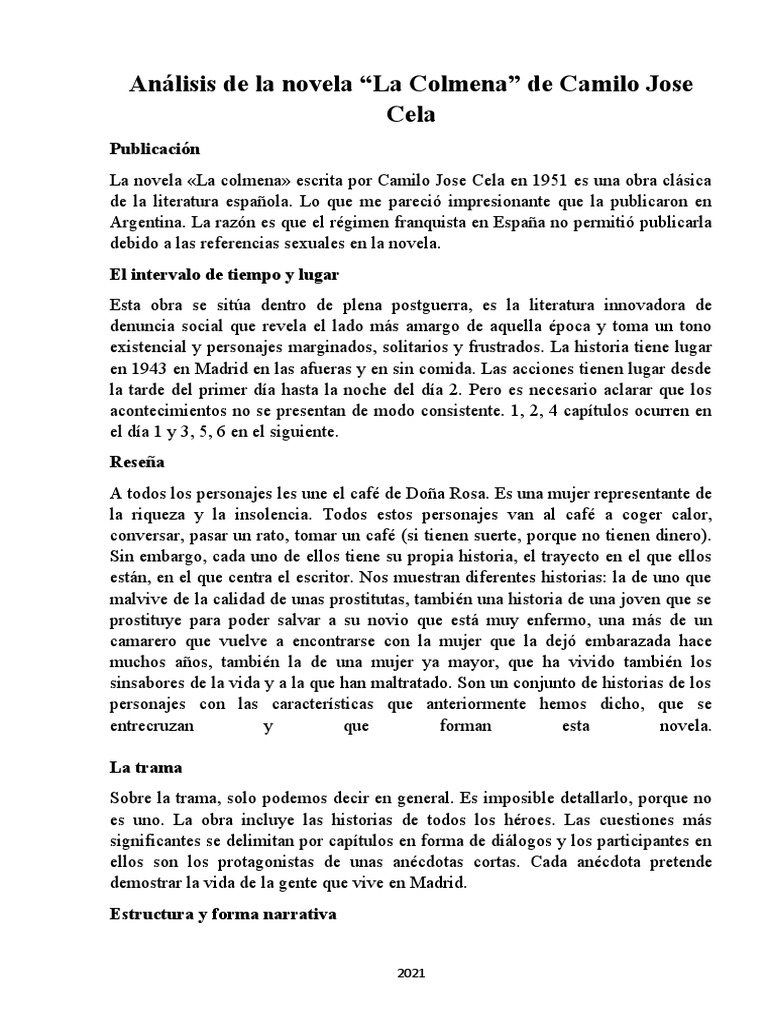 La Colmena de Camilo Jose Cela. | PDF | Novelas