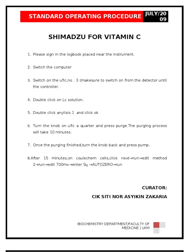 Vitamin C Analysis SOP | PDF
