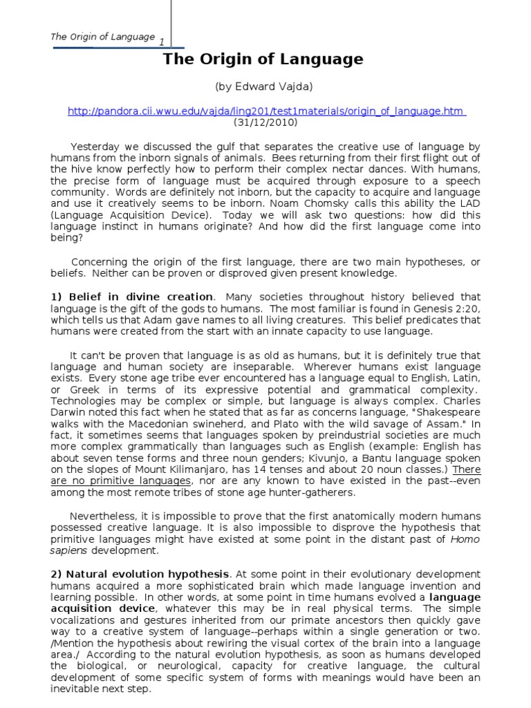 The Origin of Language | PDF | Origin Of Language | Gesture