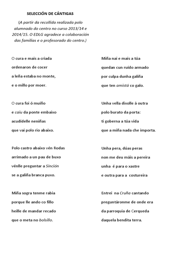 Seleccion Cantigas | PDF