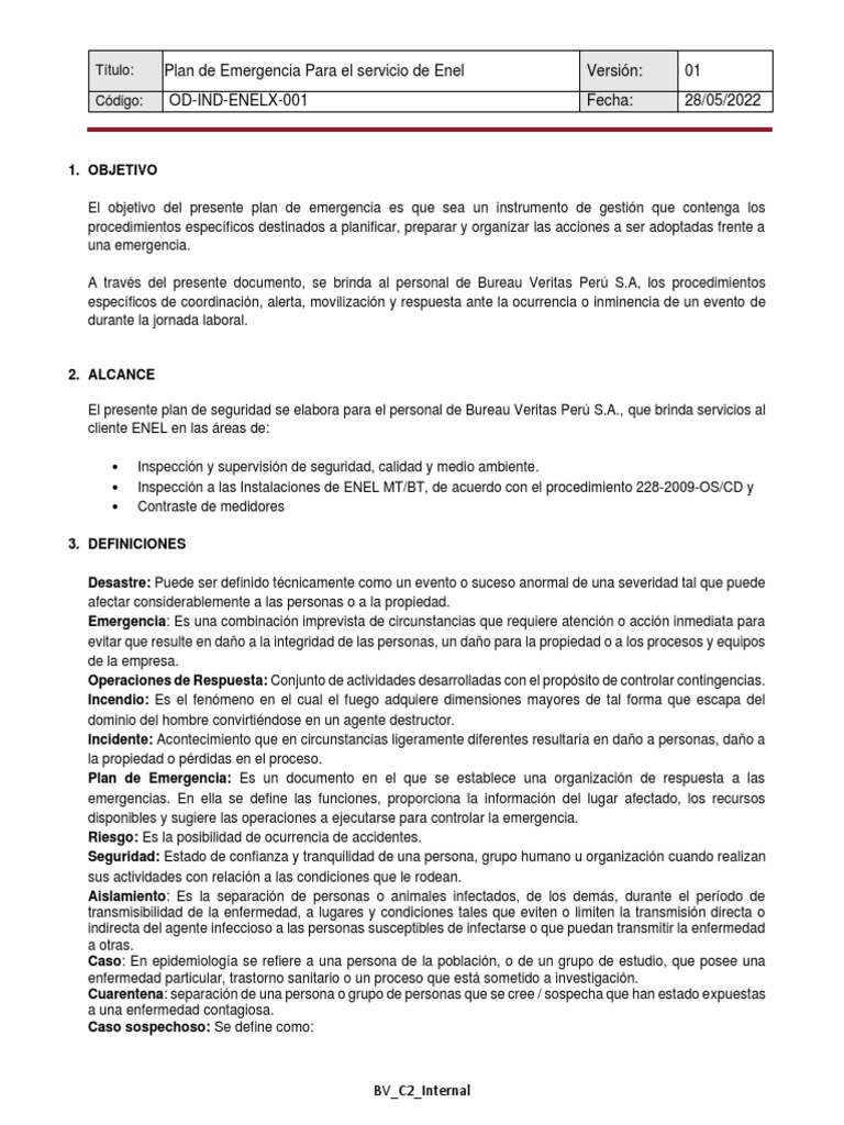 Anexo 10 - OD-InD-EnELX-001 Plan de Emergencia | Descargar gratis PDF | Ciencias de la Salud