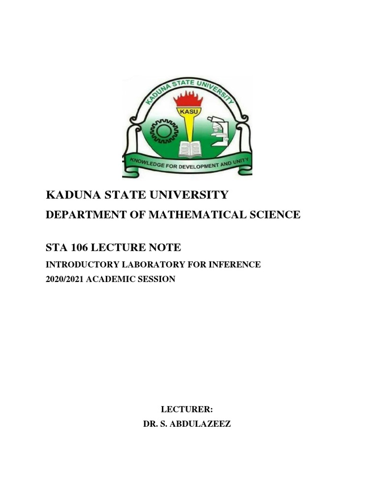 Sta I06 Lecture Note | PDF | Sampling (Statistics) | Total Fertility Rate
