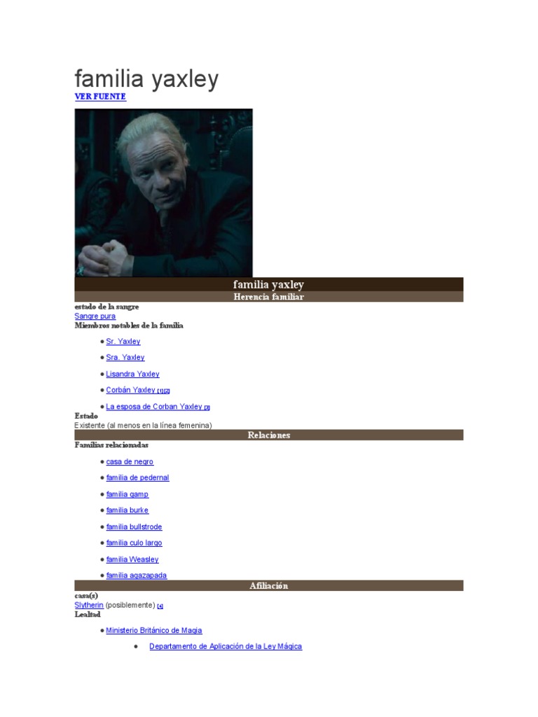 Familia Yaxley | PDF | Novelas de fantasía contemporánea | Serie de ...