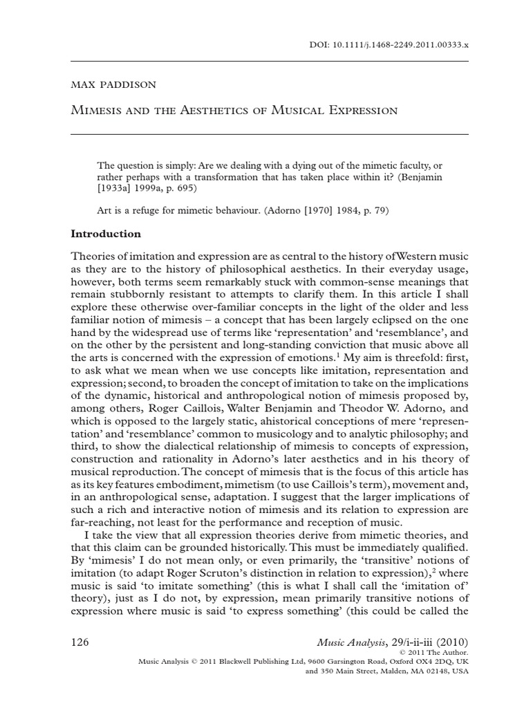 Paddison - Max Paddison Mimesis and The Aesthetics of Musical ...
